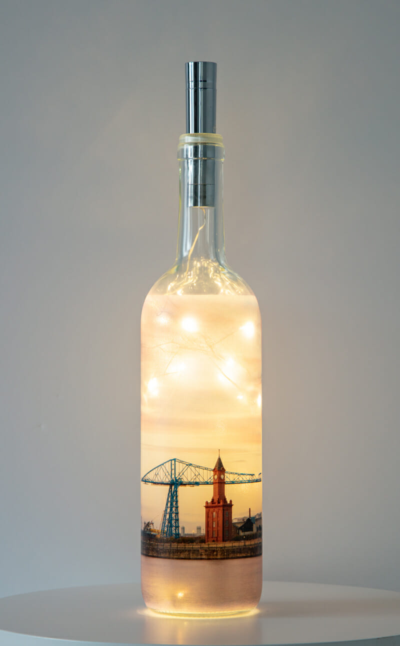 Middlesbrough Dock Clock Tower And Transporter Bridge Light Up Bottle ...