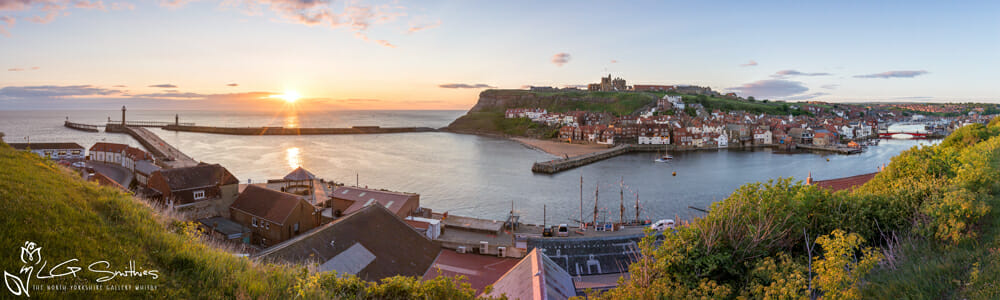 Whitby Summer Sunrise Slim Panoramic - The North Yorkshire Gallery
