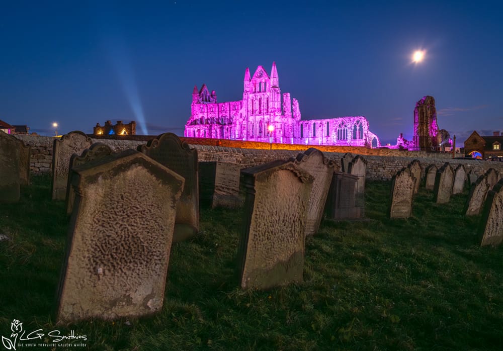 Illuminated Whitby Monastery - The North Yorkshire Gallery