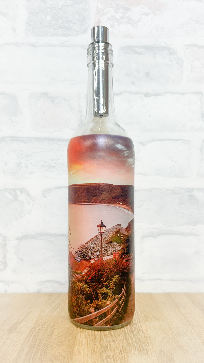Runswick Bay And The Beach Light Up Bottle - The North Yorkshire Gallery