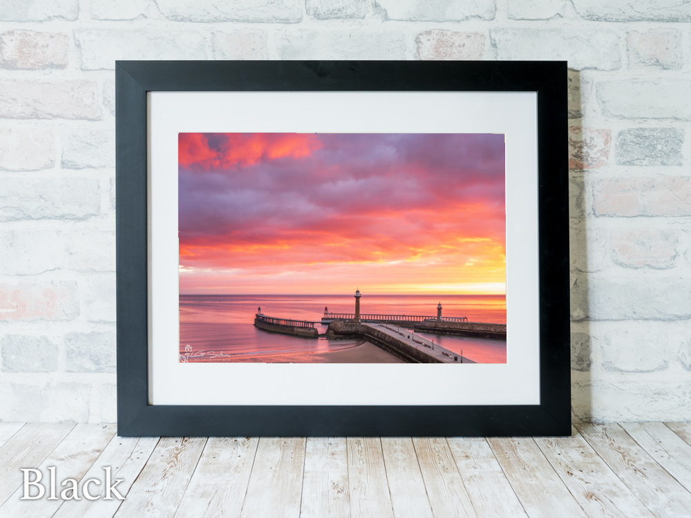 Beautiful Whitby Sunrise Over The Piers - The North Yorkshire Gallery
