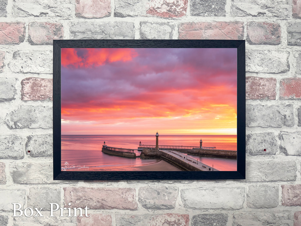 Beautiful Whitby Sunrise Over The Piers - The North Yorkshire Gallery