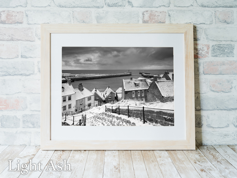 Whitby Steps And Harbour In The Snow - The North Yorkshire Gallery
